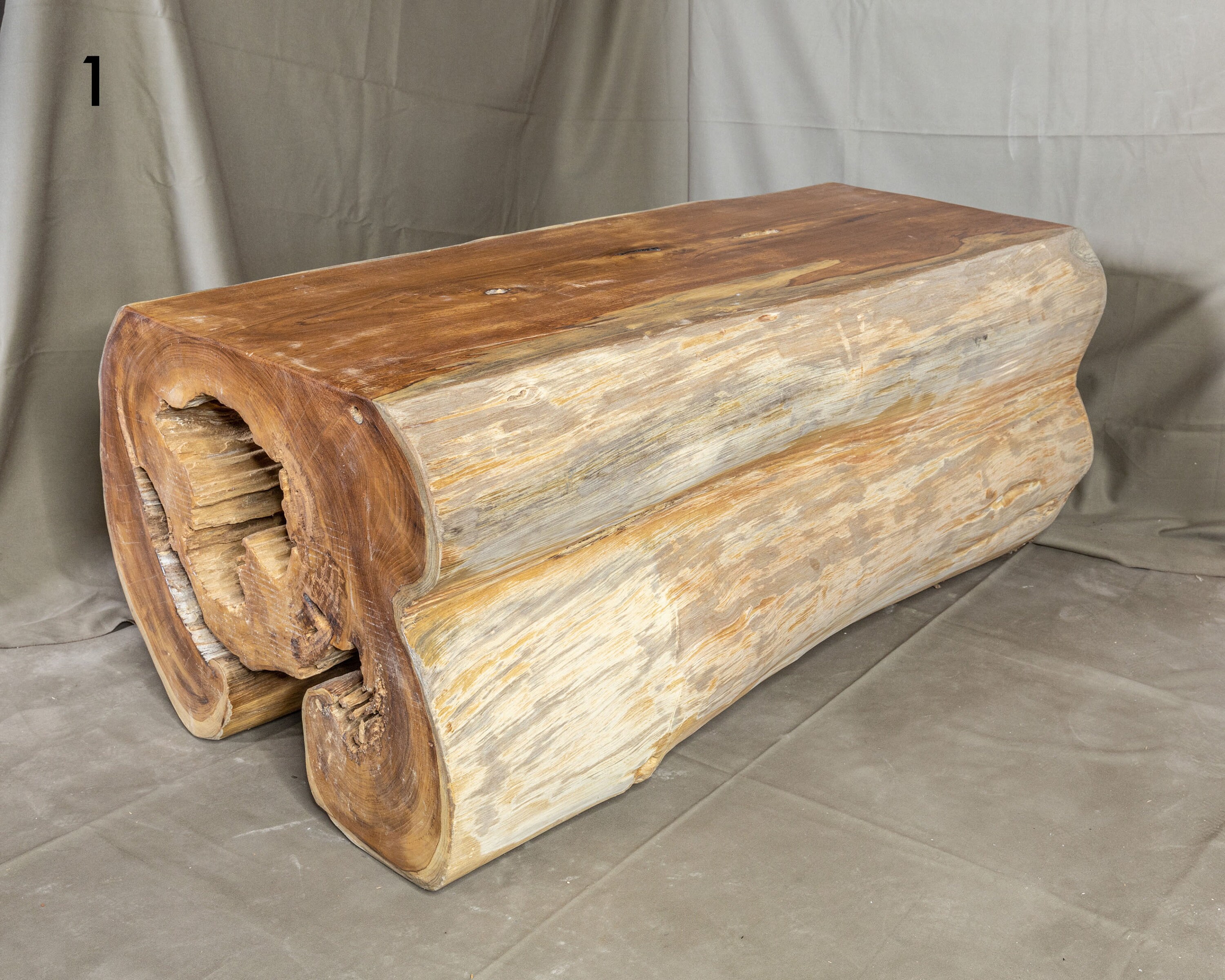 WOOD COFFEE TABLE Natural Solid Teak Wood Tree Trunk Bench - Etsy