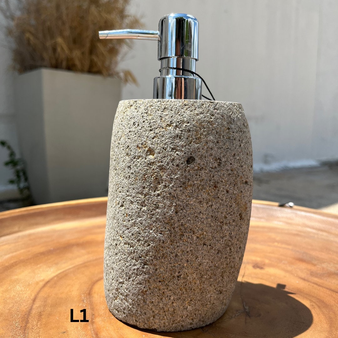 Stone Soap Dispenser With Pump, Natural River Stone Bathroom and ...