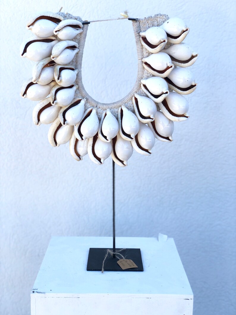 Large Atlantis Ovula Tribal Shell Necklace on Metal Stand - Etsy