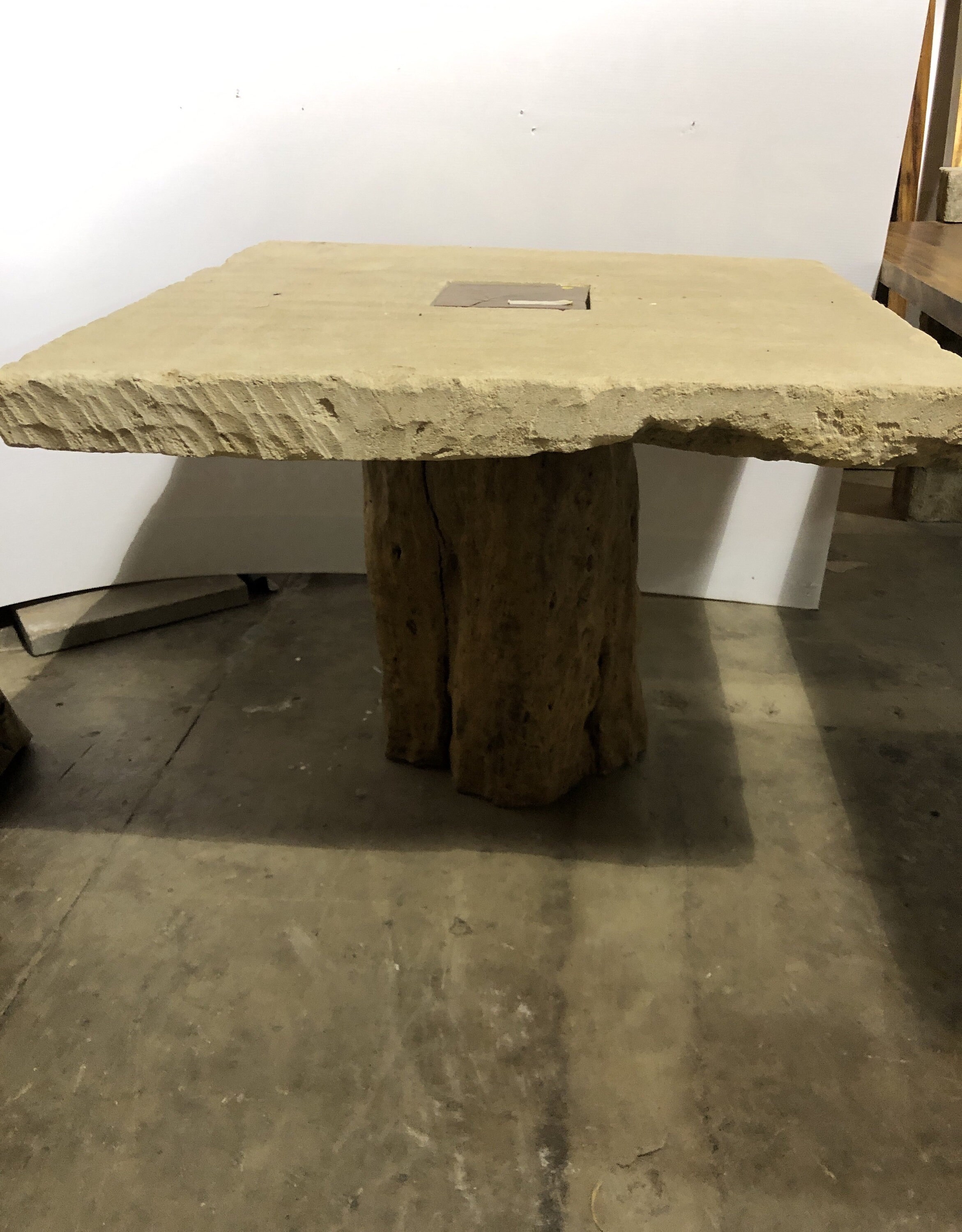 Square Limestone Table With Tree Trunk Base - Etsy