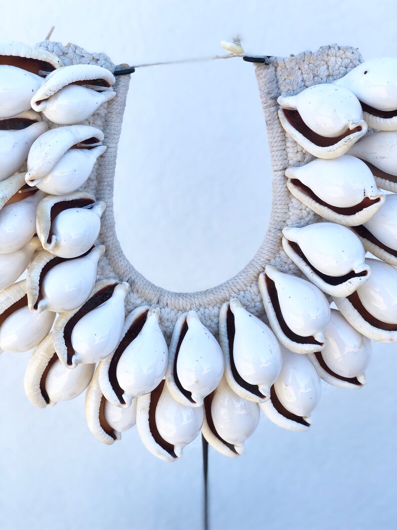 Large Atlantis Ovula Tribal Shell Necklace on Metal Stand - Etsy