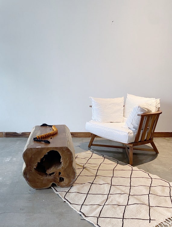 WOOD COFFEE TABLE Natural Solid Teak Wood Tree Trunk Bench - Etsy