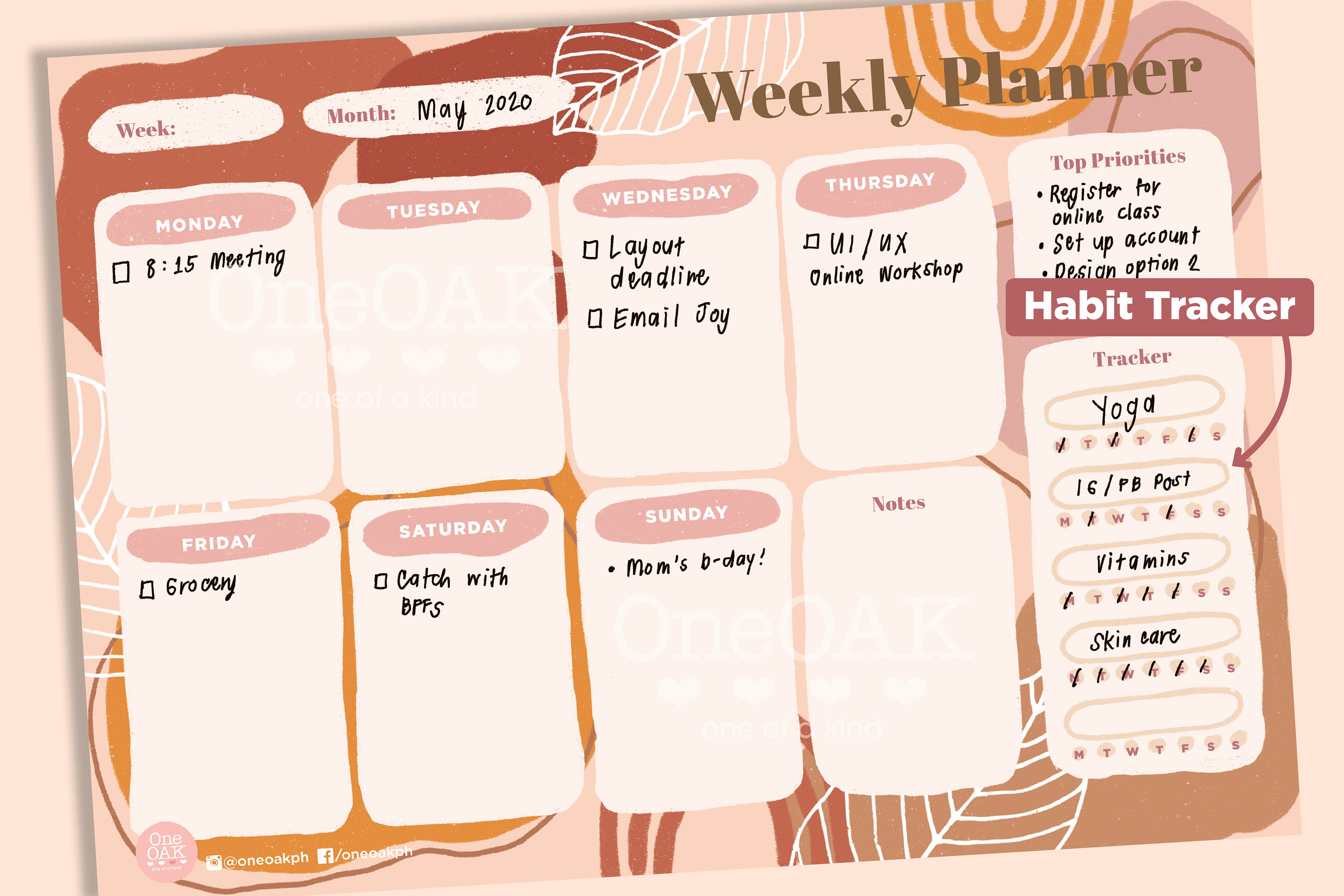 Weekly Planner Printable Weekly Organizer Planner | Etsy