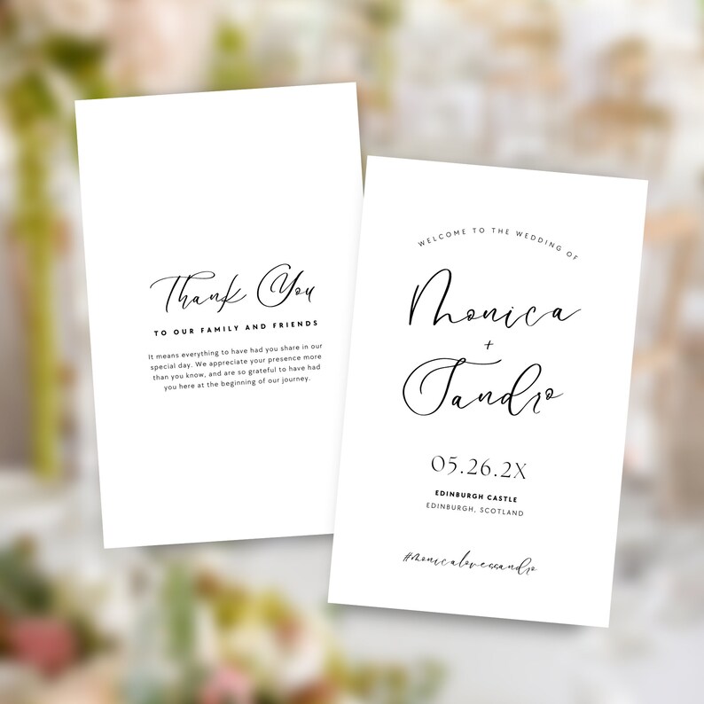 Wedding Program Booklet Template, Folded Ceremony Printable, DIY ...