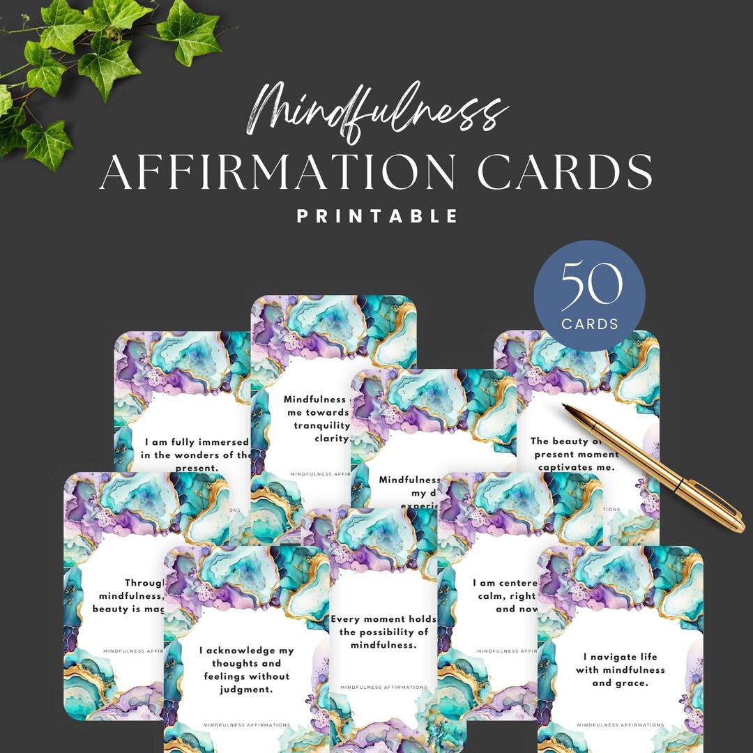 Mindfulness Affirmation Cards Printable, Positive Affirmation Cards ...