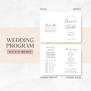 Wedding Program Booklet Template, Folded Ceremony Printable, DIY ...