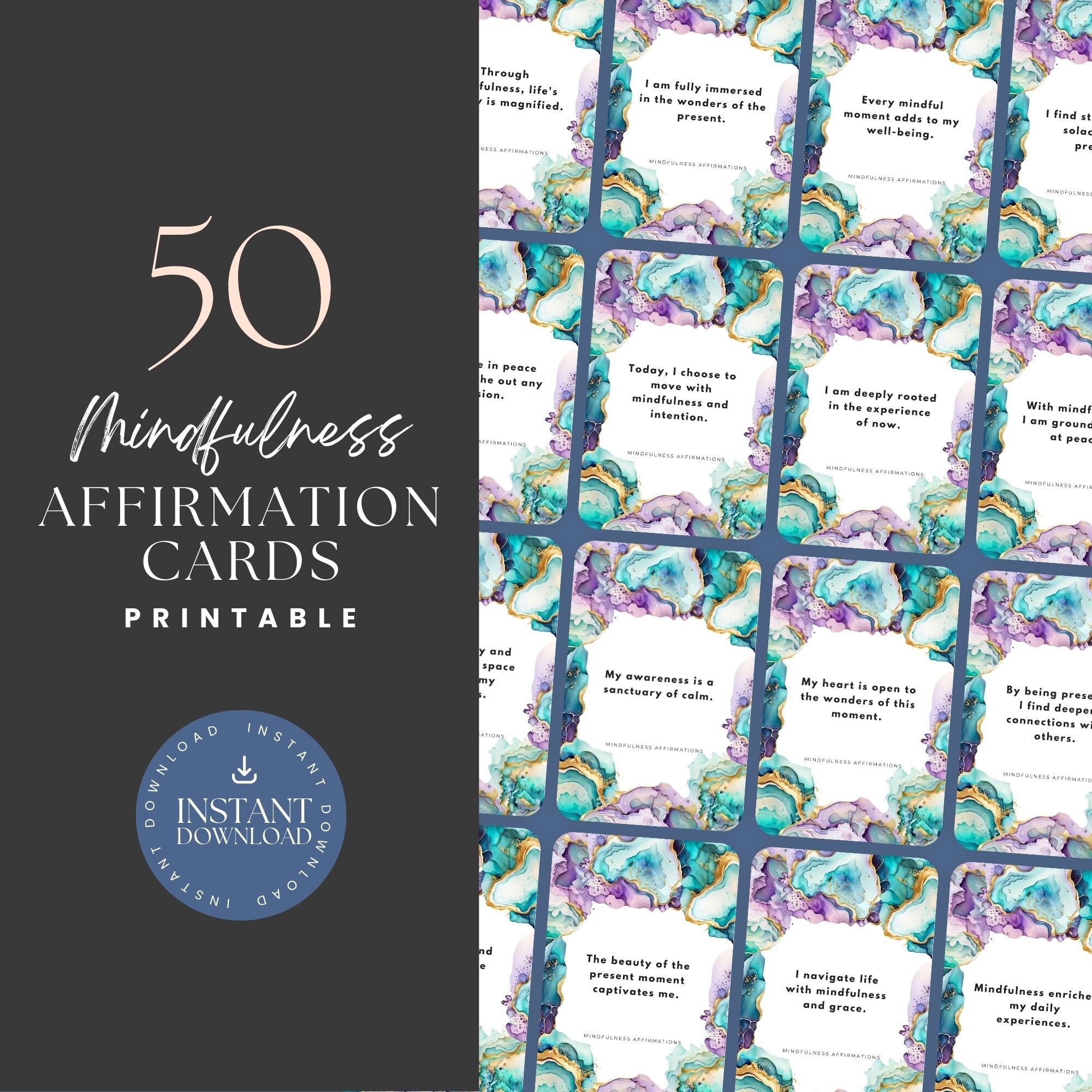 Mindfulness Affirmation Cards Printable, Positive Affirmation Cards ...