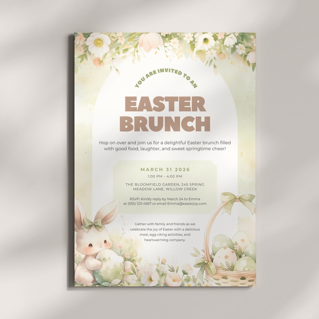 Easter Invitation Template, Egg Hunt Printable Poster, Custom Easter ...