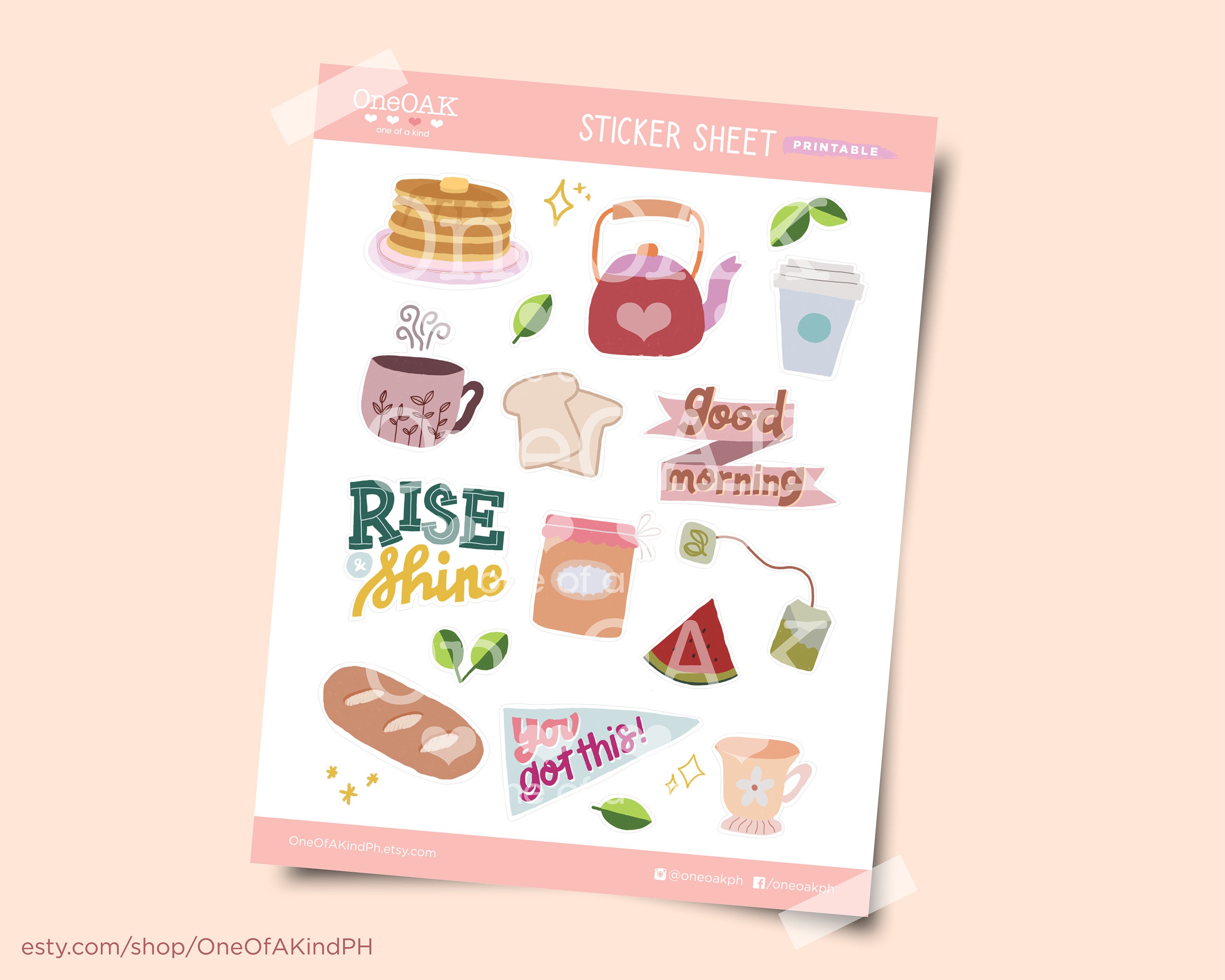 Breakfast Sticker Printable Breakfast Sticker Sheet Cute | Etsy