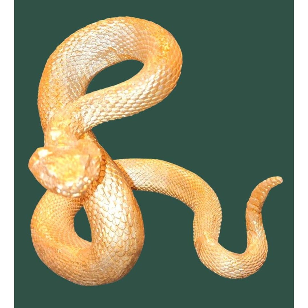 Gold Snake Sculpture Figurine Rattler - Etsy