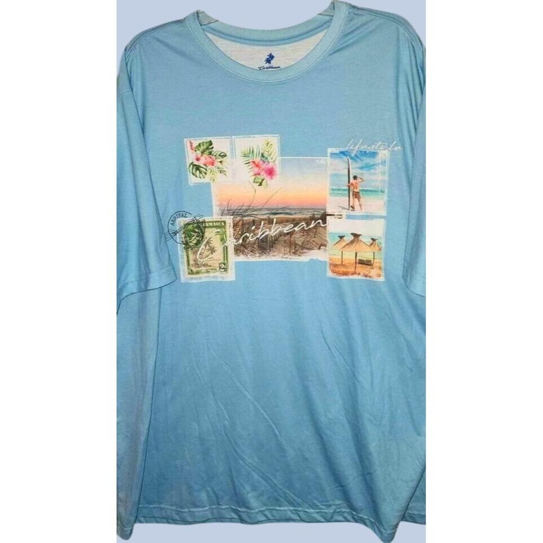 Caribbean Mens 3XT Blue Graphic T-shirt - Etsy
