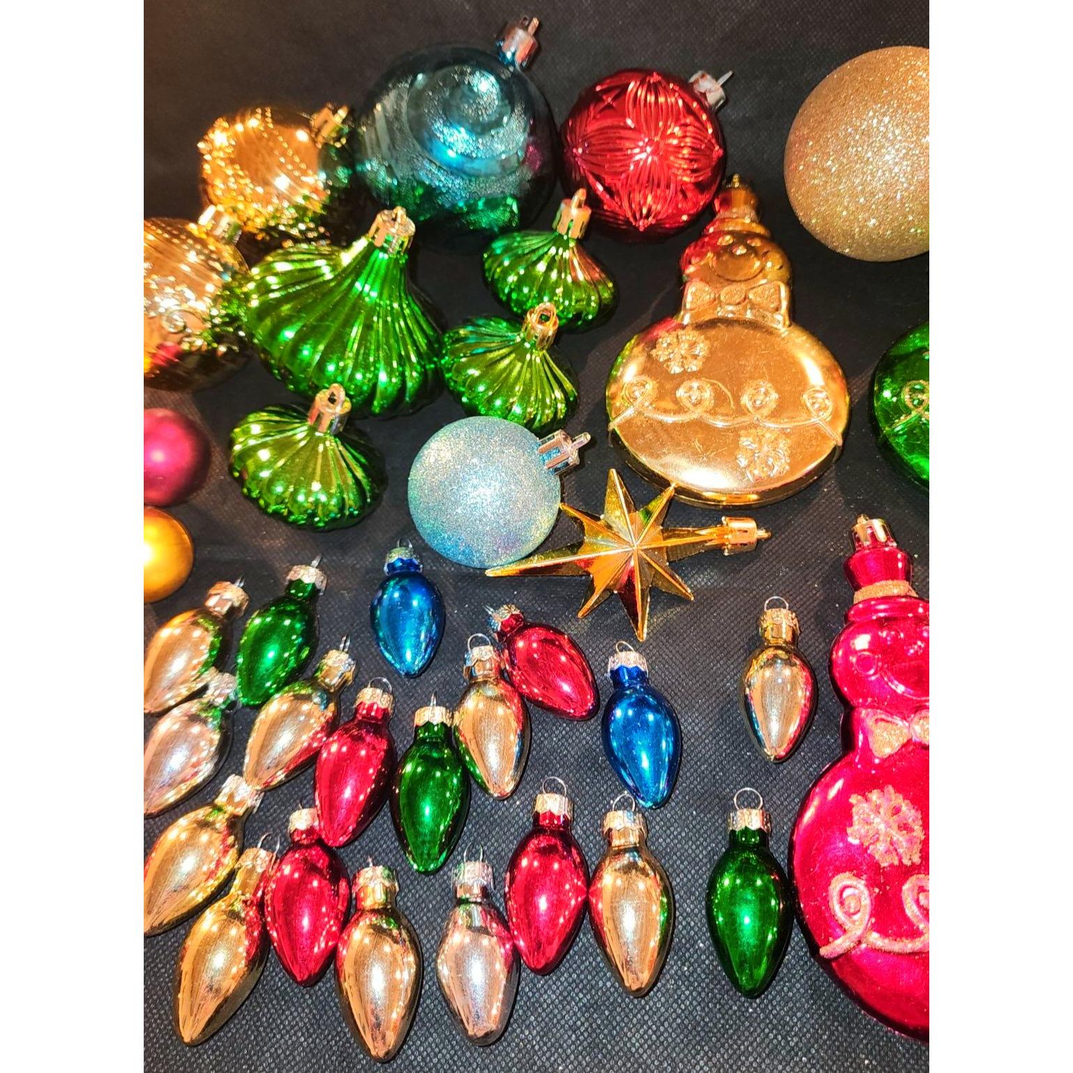 Vintage Bright Christmas Ornament Set Assorted Colors Shapes Holiday ...