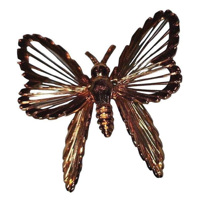 Vtg. 1960's MONET Menagerie Butterfly Brooch Pin Gold Spinneret Wire ...