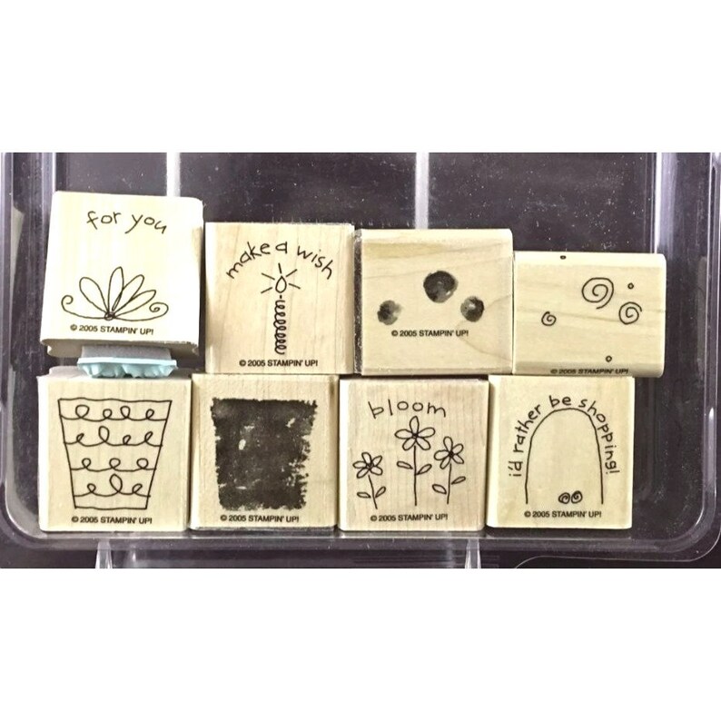 Stampin' up Fun Filled Set of 8 Wood Mounted Rubber Stamps 2005 Retired ...