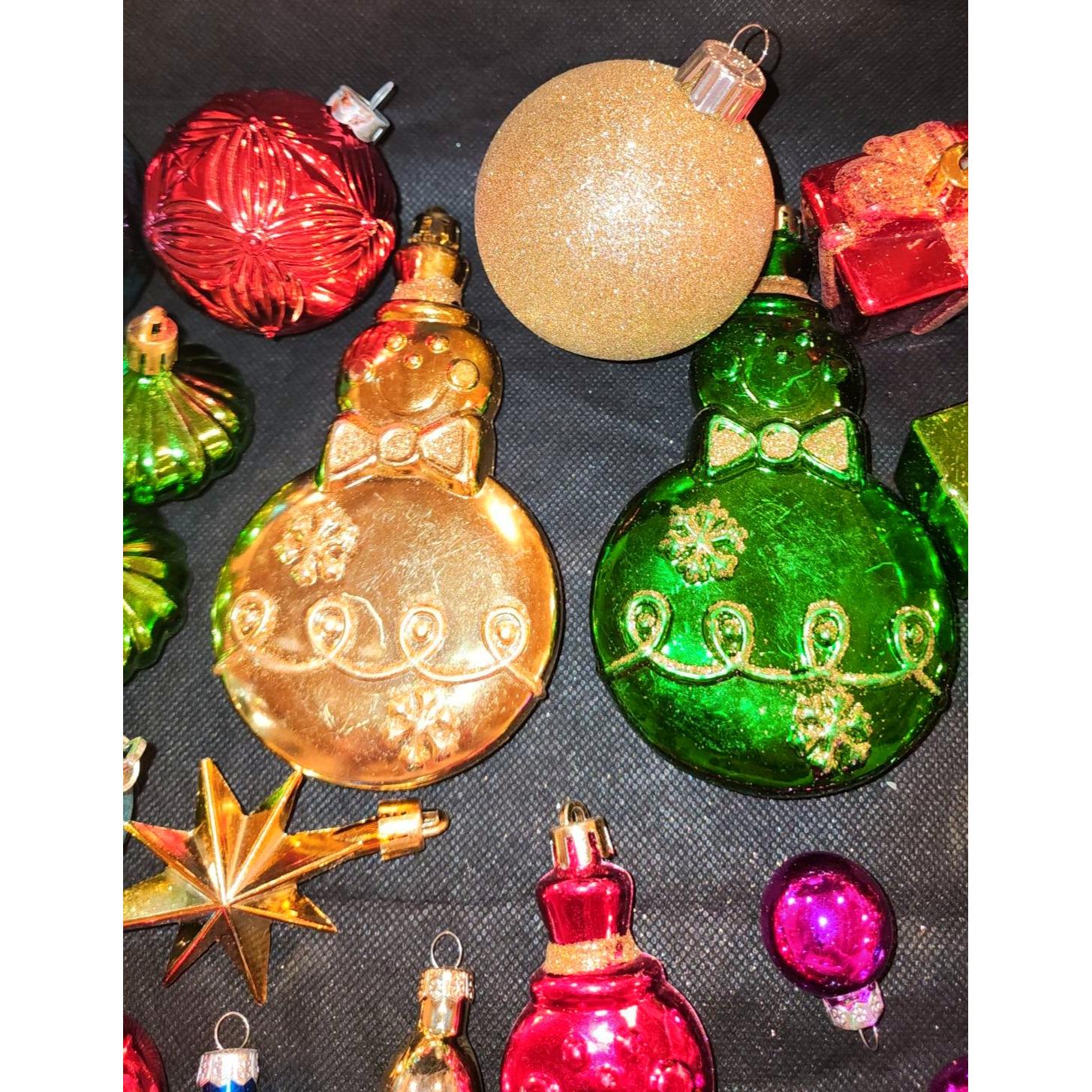 Vintage Bright Christmas Ornament Set Assorted Colors Shapes Holiday ...