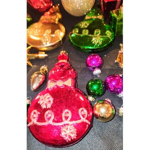 Vintage Bright Christmas Ornament Set Assorted Colors Shapes Holiday ...