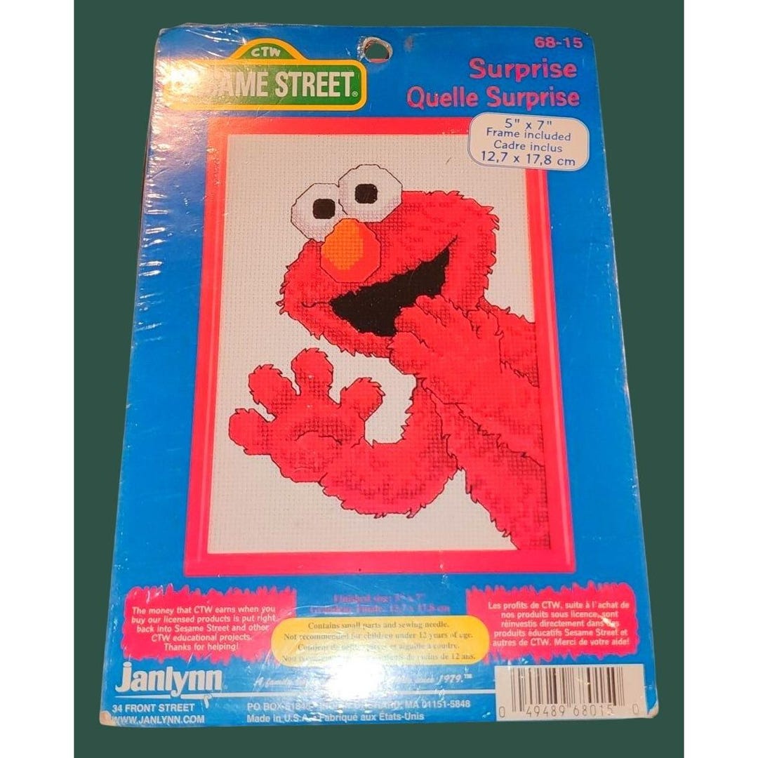 Sesame Street Elmo Cross Stitch Kit 5" X 7" Frame Included by Janlynn ...