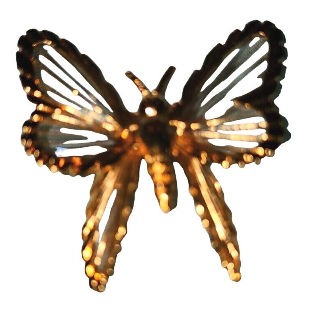 Vtg. 1960's MONET Menagerie Butterfly Brooch Pin Gold Spinneret Wire ...