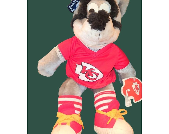 Vintage NOS Kansas City Chiefs KC Wolf Plush Mascot Toy Mancave - Etsy