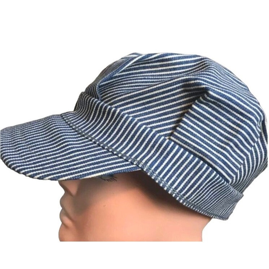 NOS New Vintage Railroad Train Conductor Hat Stripe Patch Denim Cap ...