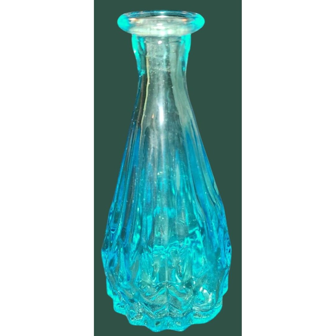 Vintage Turquoise Blue Glass Bud Vase GORGEOUS - Etsy