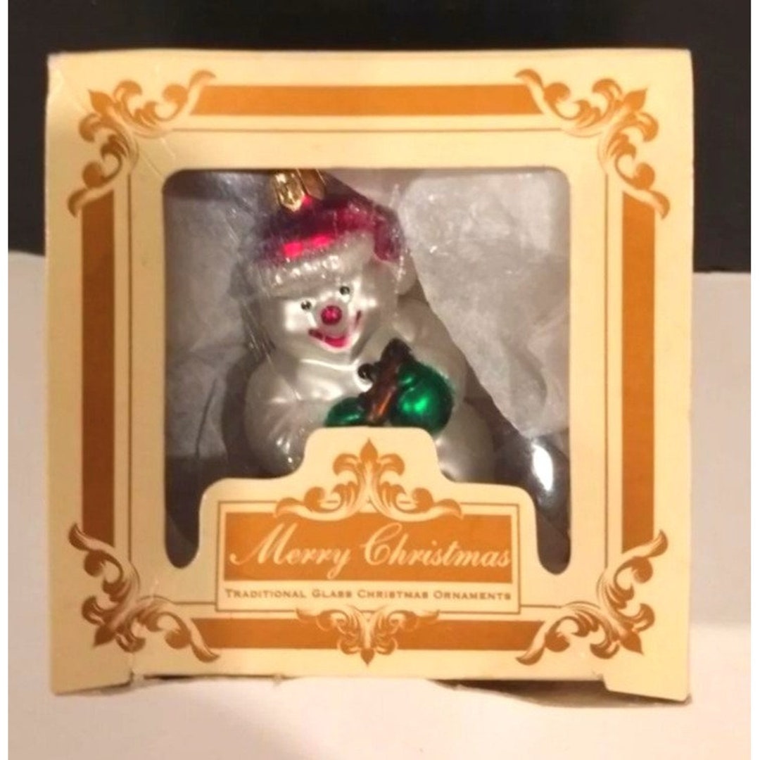 Snowman Mouth Blown Glass Tree Ornament Impuls Christmas Hand Painted ...