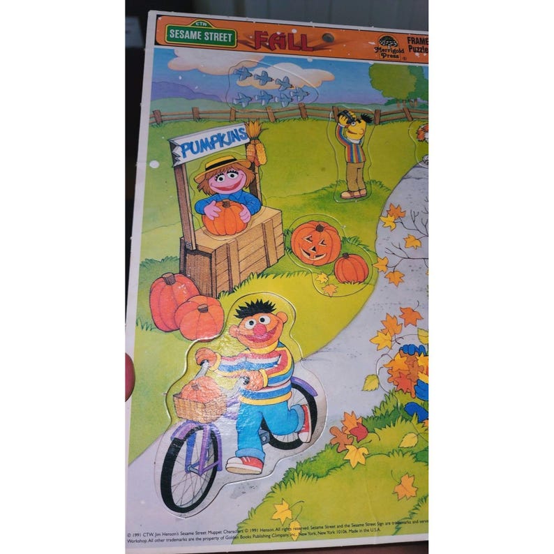 2 Vintage 1991 Sesame Street Fall & Winter Frame-tray Puzzle Set for ...