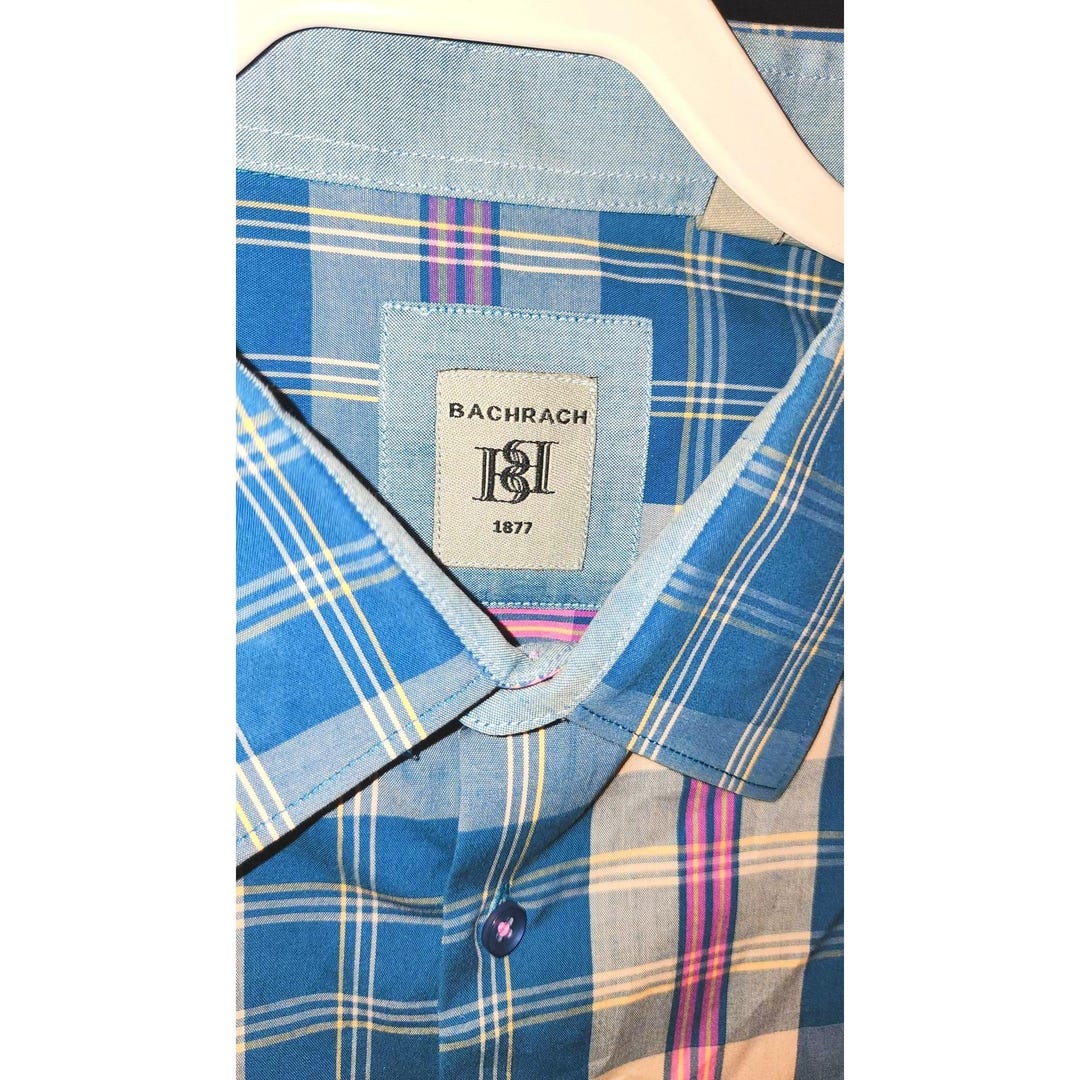 Bachrach Mens Blue & Pink Plaid Long Sleeve Shirt XL - Etsy