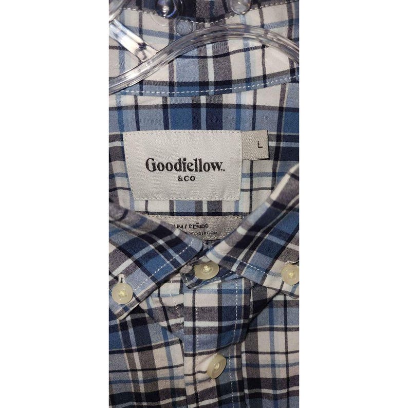 Goodfellow Blue & White Plaid Long Sleeve Button-up Shirt Size L - Etsy