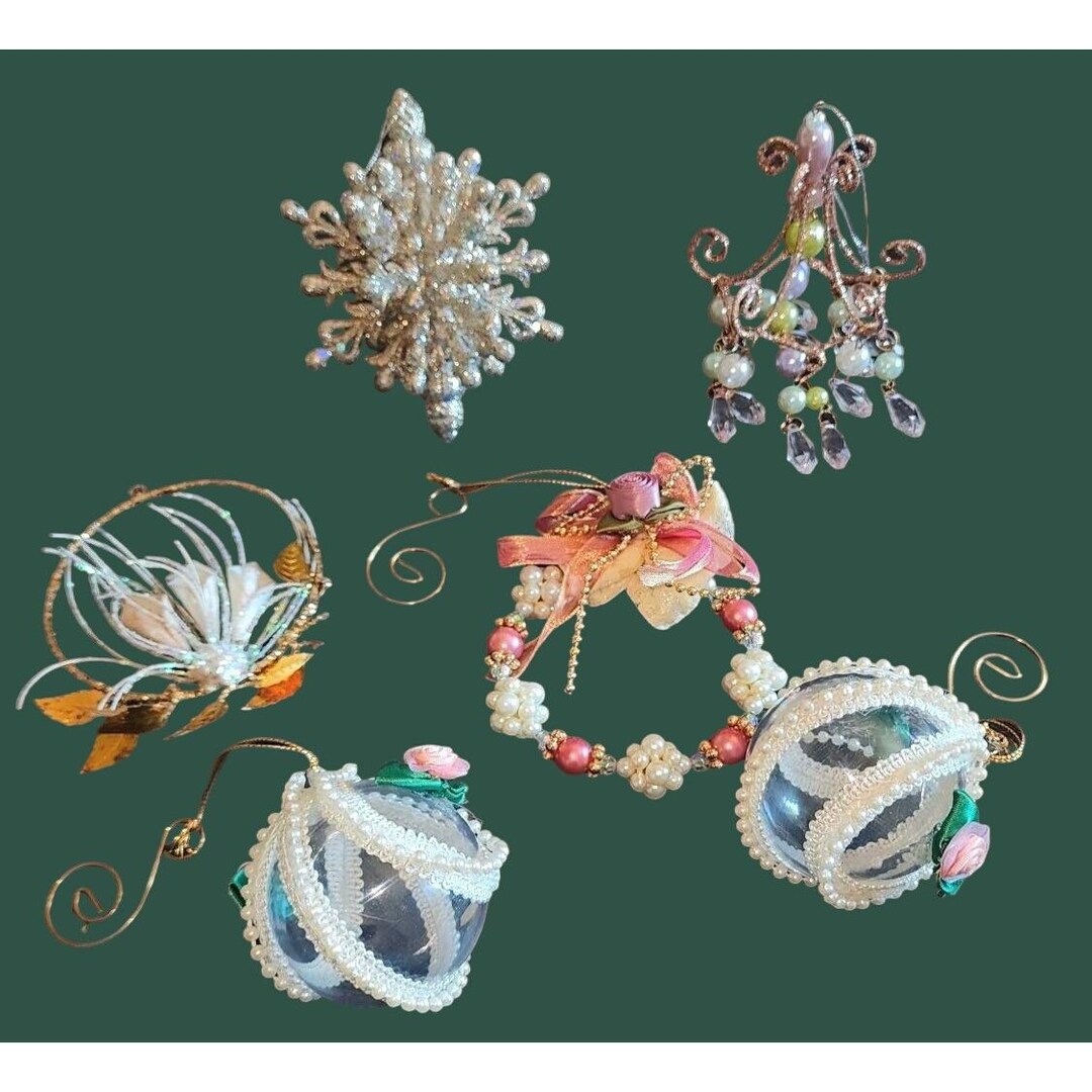 Vintage Pearlized Glass Crystal Christmas Ornaments Set - Etsy