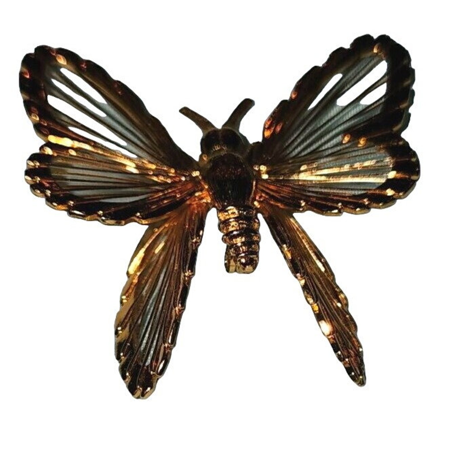 Vtg. 1960's MONET Menagerie Butterfly Brooch Pin Gold Spinneret Wire ...