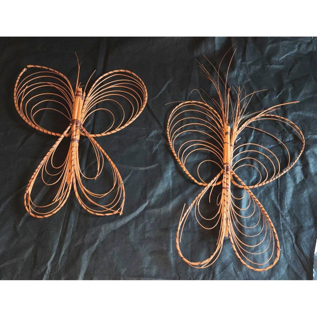 Vintage Large Handcrafted Bamboo Butterfly Wall Decor Pair - Etsy