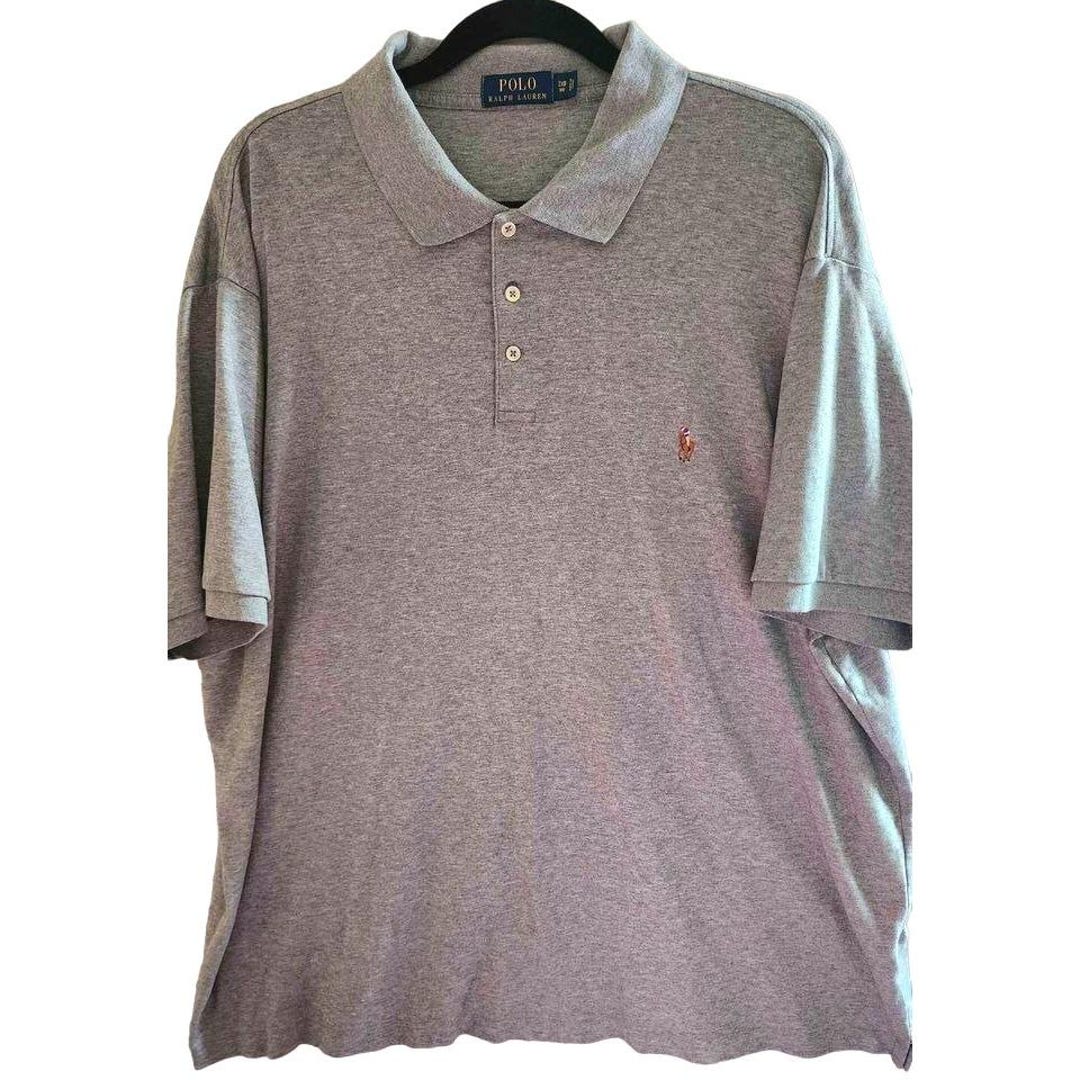 Polo Ralph Lauren Gray Short Sleeve Polo Shirt 2XB Big Size 100% Cotton ...