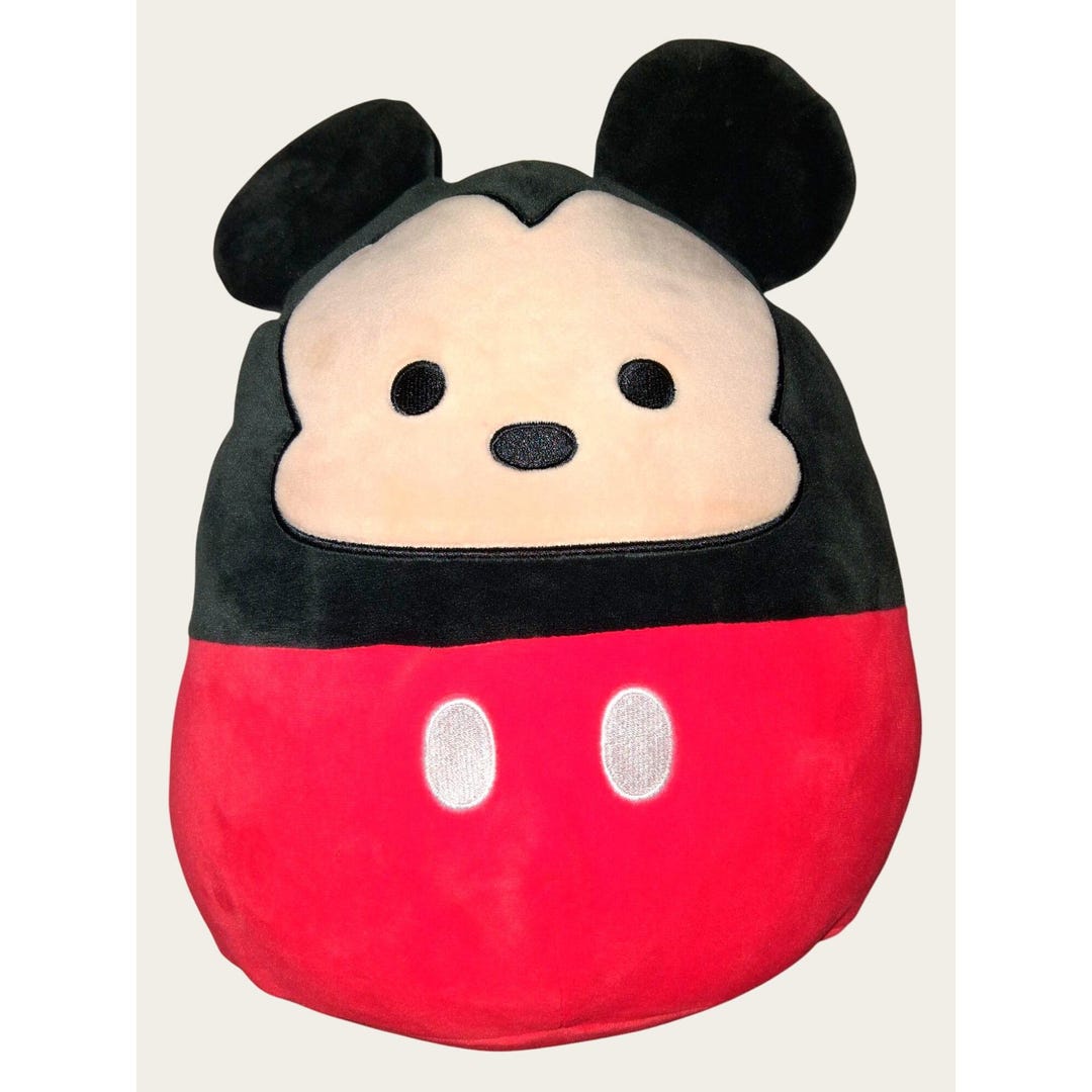 Disney Squishmallows Mickey Mouse 14" Plush Toy Black & Red Soft Cuddly ...