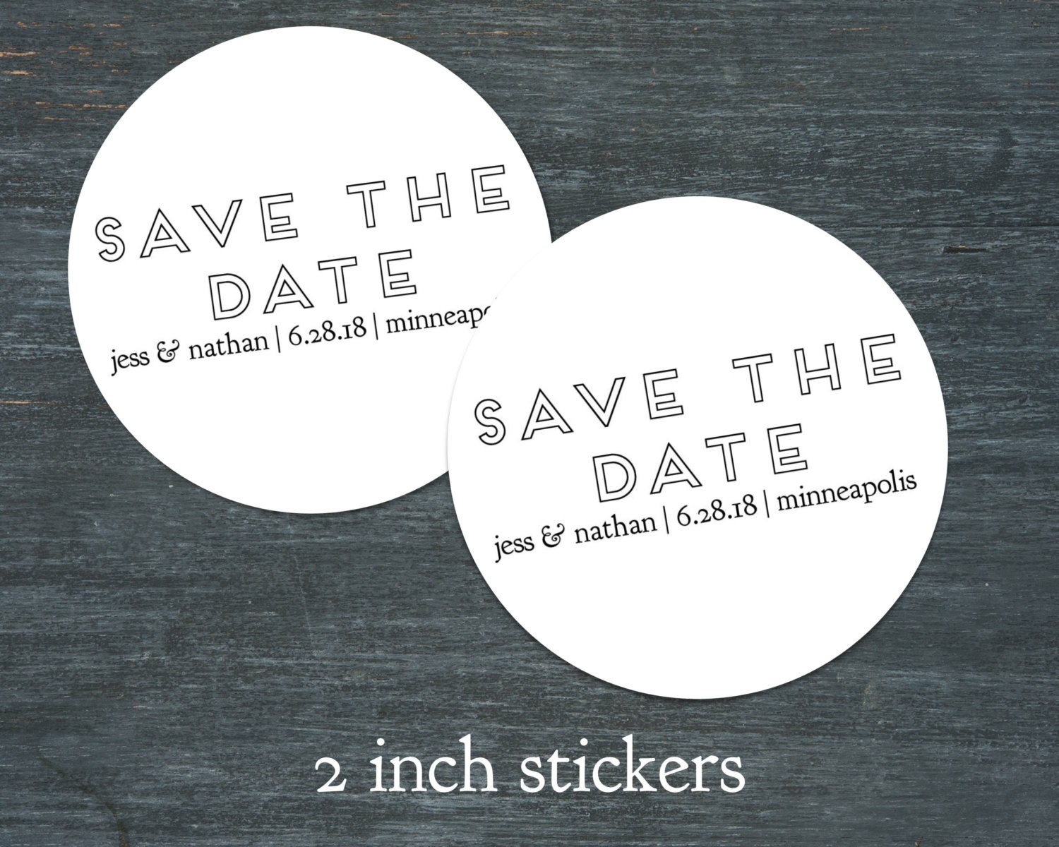 Save the Date Stickers Personalized 2 inch Set of 20 | Etsy