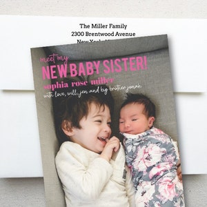 Birth Announcement - Meet My New Baby Brother or Sister - Baby Thank ...