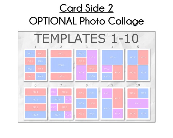 Card Side 2 Photo Collage Templates | Etsy