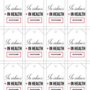 Personalized Tag, in Sickness and in Health Tag, Wedding Tag, Favor Tag ...