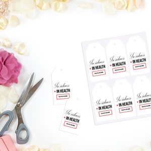 Personalized Tag, in Sickness and in Health Tag, Wedding Tag, Favor Tag ...