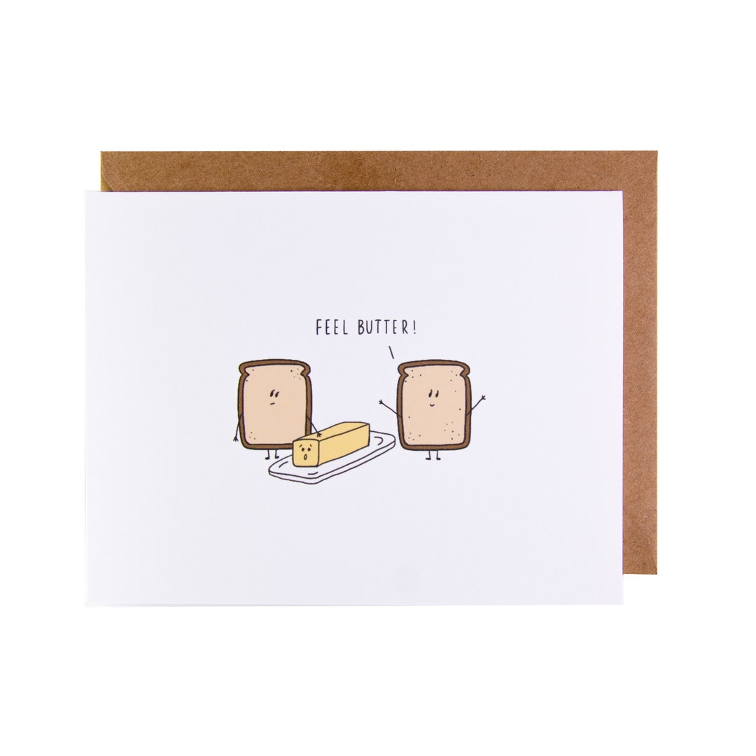 Funny Feel Better Card | Funny Get Well Soon Card | Feel ‘butter’ - Etsy