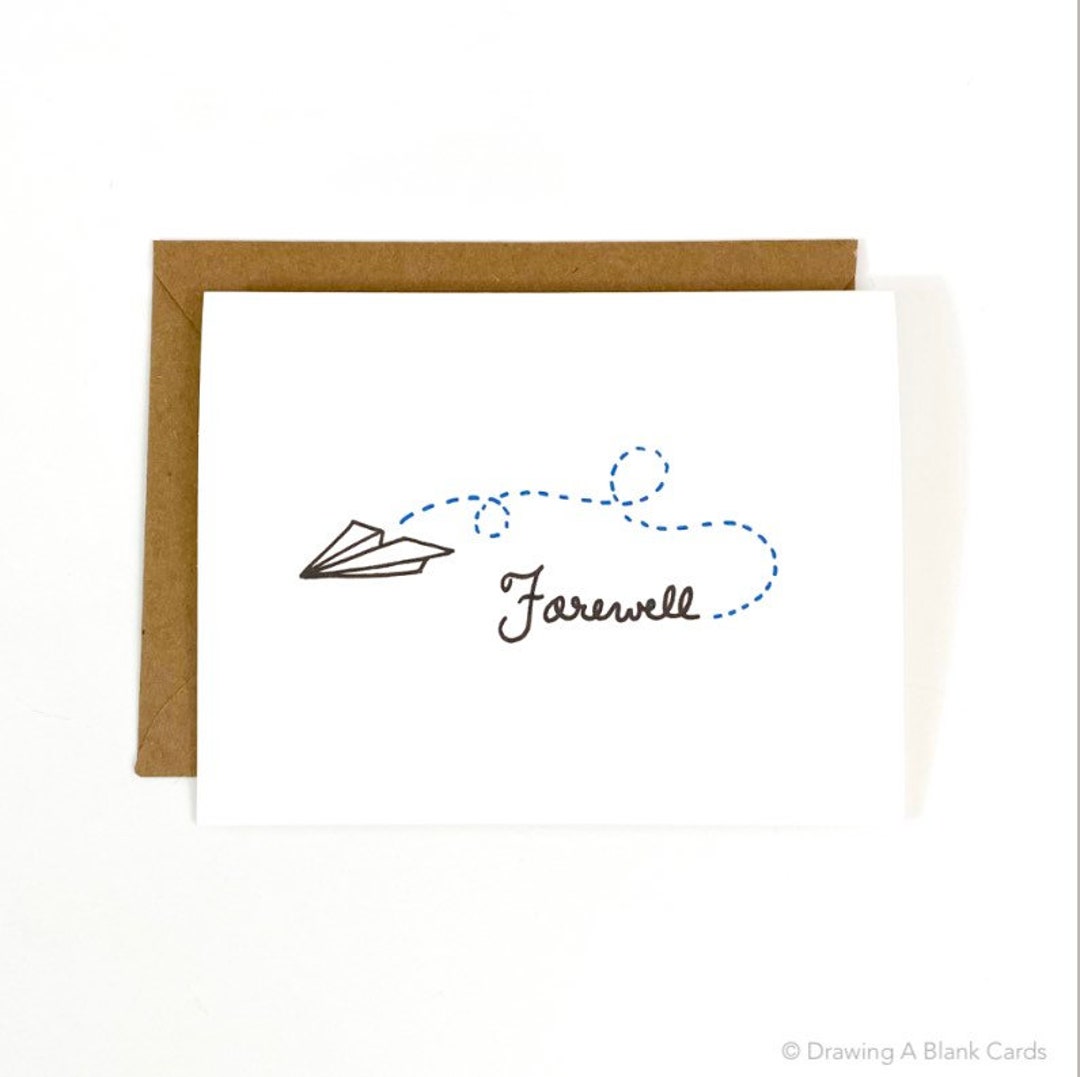 Unique Goodbye Card | Cute Goodbye Card | Paper Airplane - Etsy
