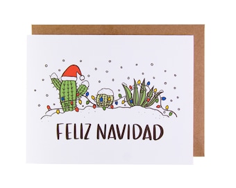 Feliz Navidad Christmas Cactus Card Boxed Christmas Card Set - Etsy