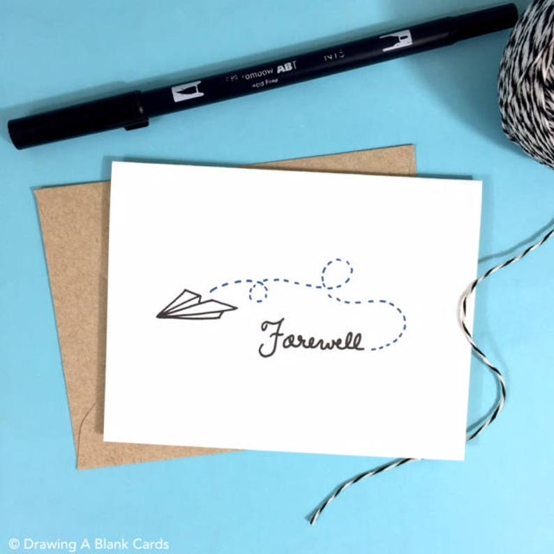 Unique Goodbye Card Cute Goodbye Card Paper Airplane - Etsy