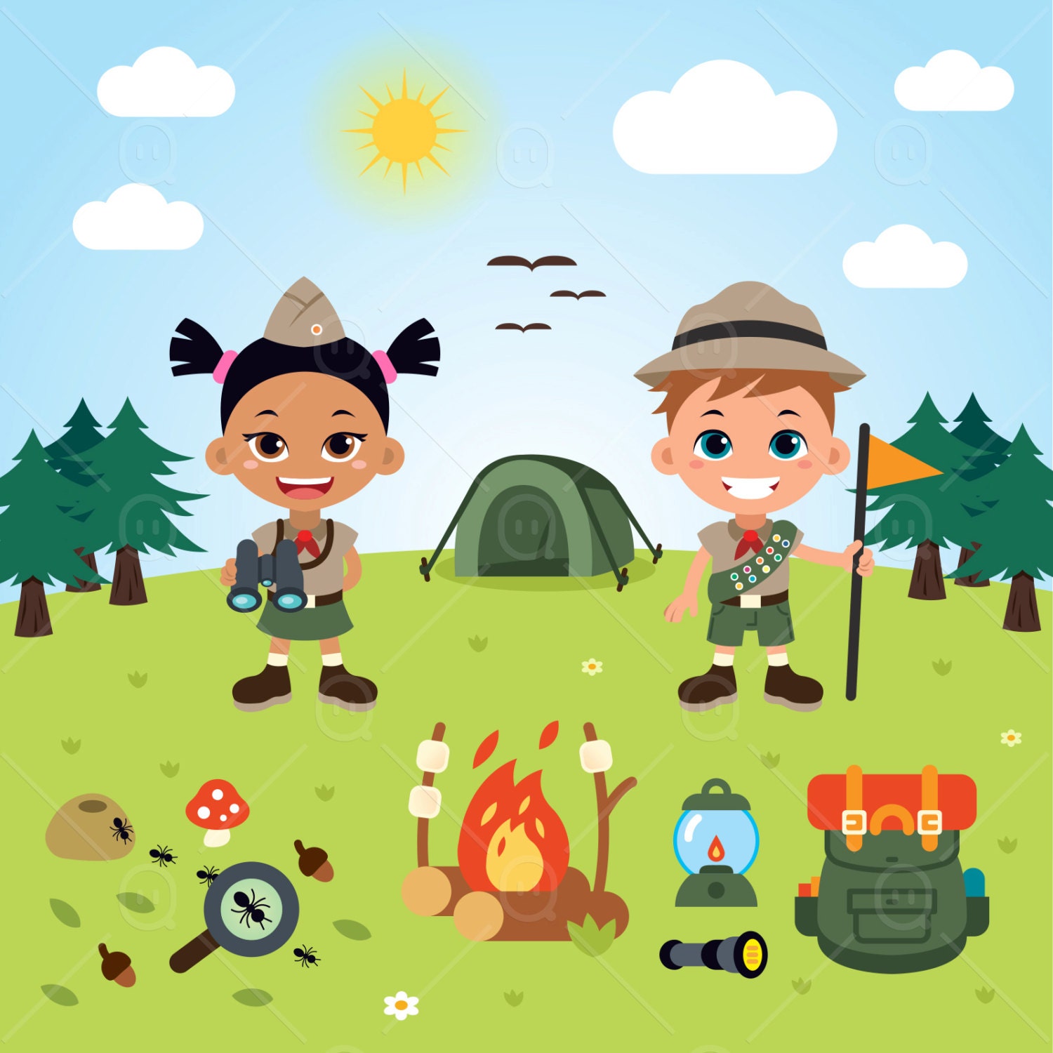 Girl Scout Camping Clip Art