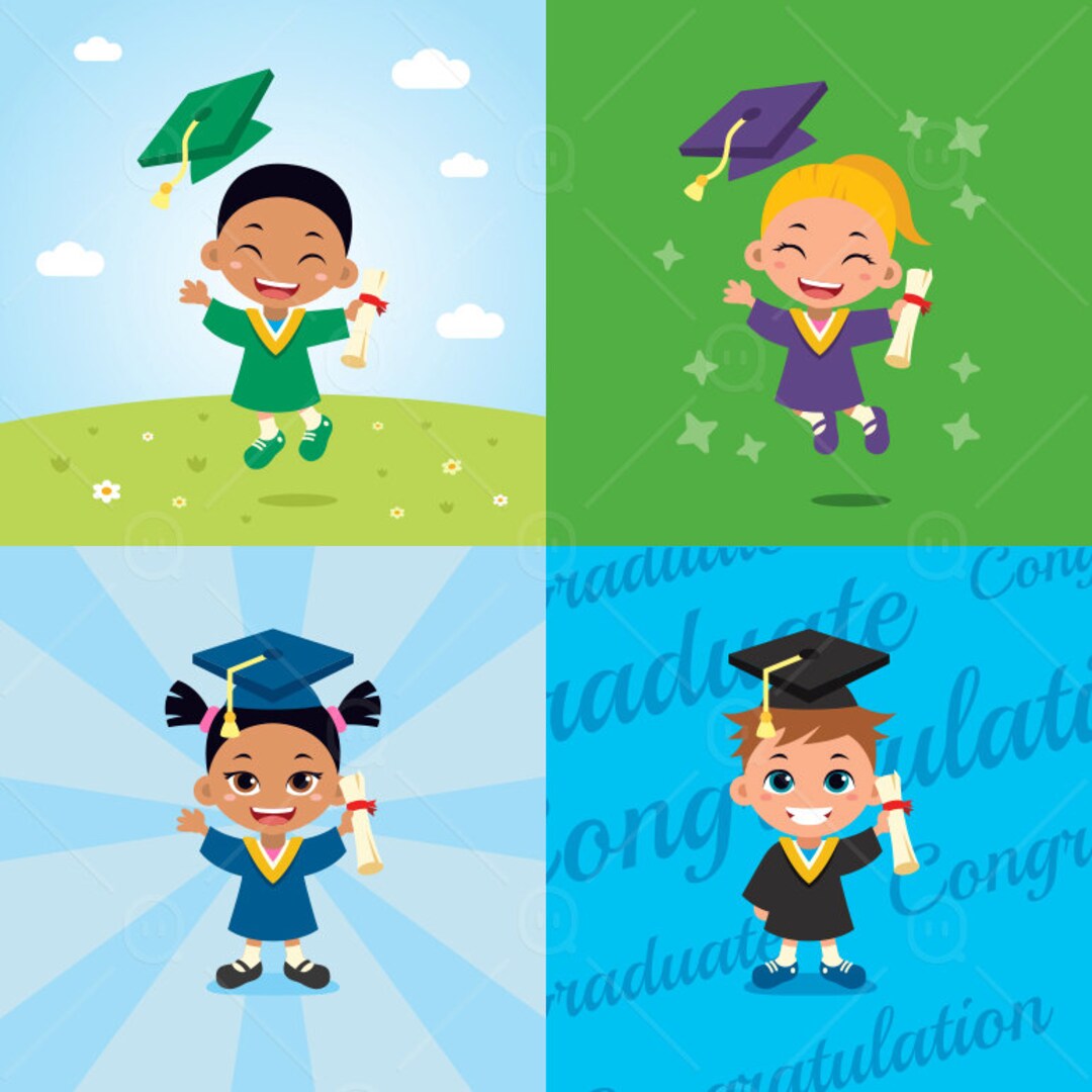 Graduated Children Clipart, Vector Children Graduated, Vector ...