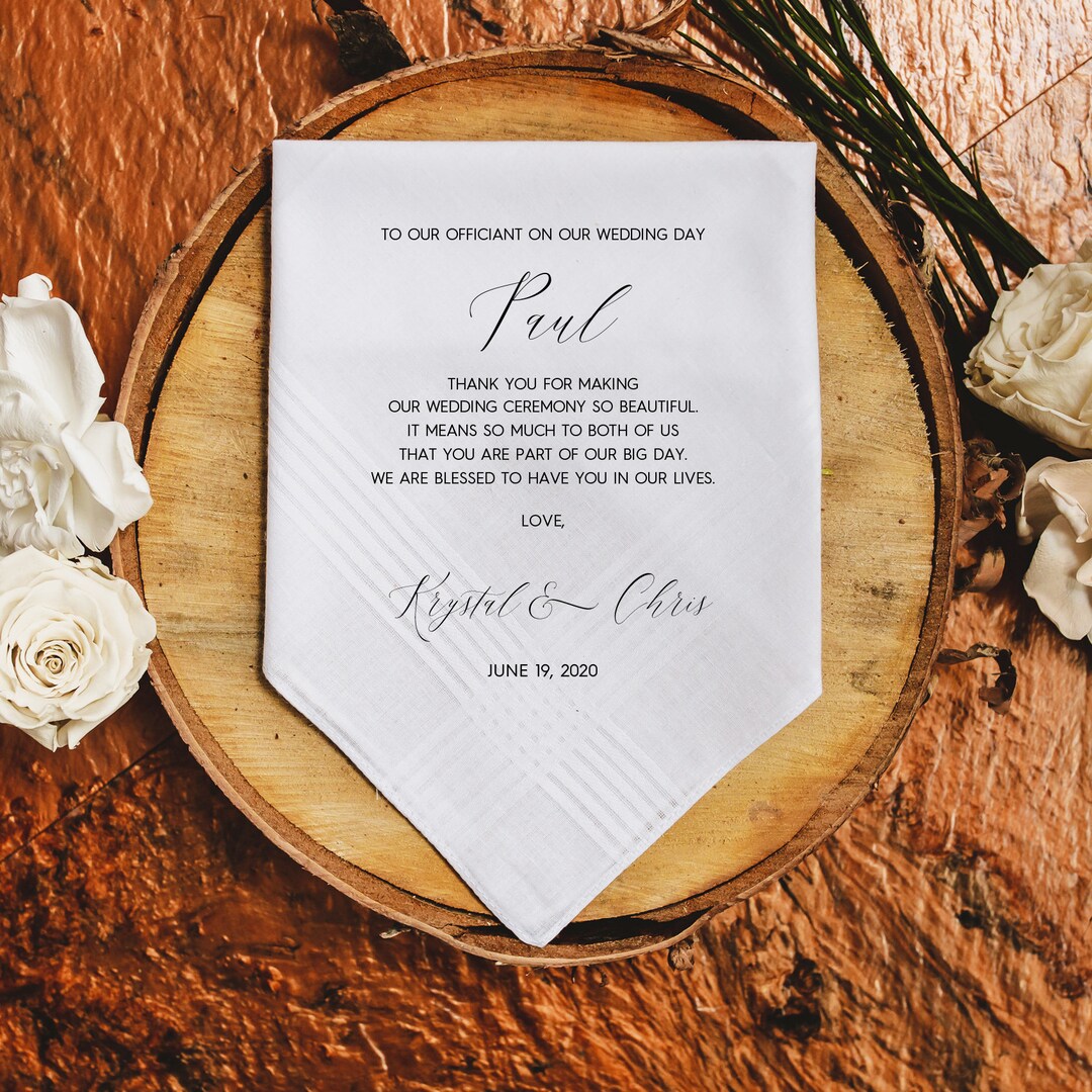 Gift for Clergyman, Minister, Priest, Officiant Handkerchief, Wedding ...