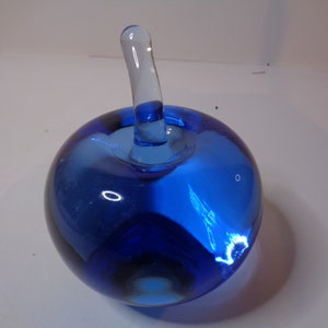 Vintage Glass Paperweight Blue Apple - Etsy
