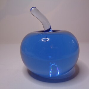 Vintage Glass Paperweight Blue Apple - Etsy