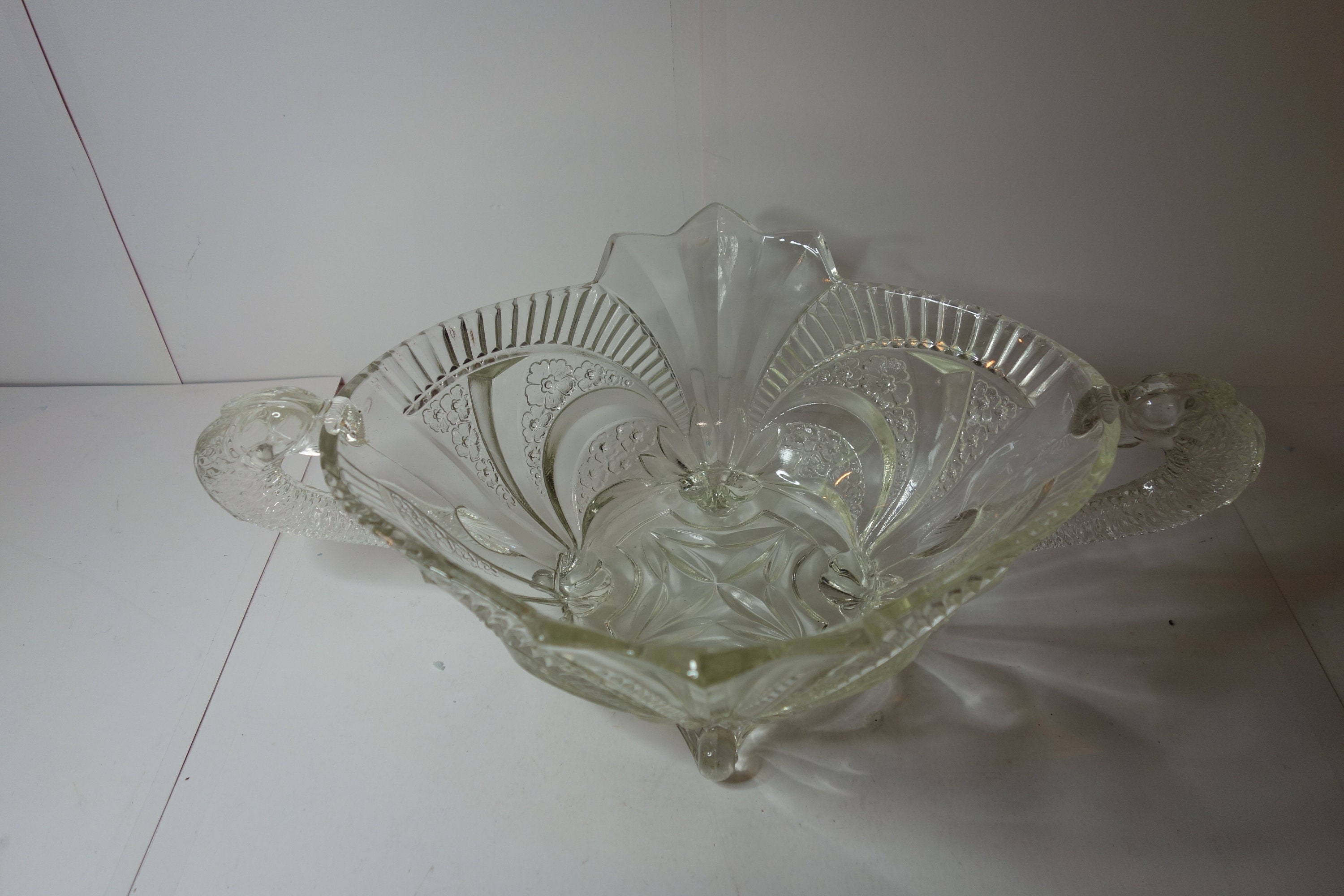 Art Deco Brockwitz Pressed Glass Centrepiece Fruit Bowl Etsy