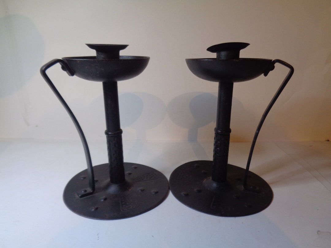 Antique Wrought Iron Pair Candlesticks by Hugo Berger for Goberg - Etsy